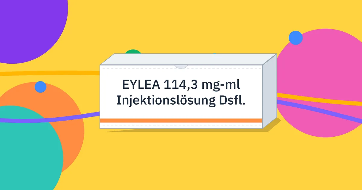 Symbolbild: Packung mit der Aufschrift EYLEA 114,3 mg-ml Injektionslösung Dsfl. (PZN 19825275) – Verfügbarkeit und Bezug in Apotheken in Frankfurt am Main
