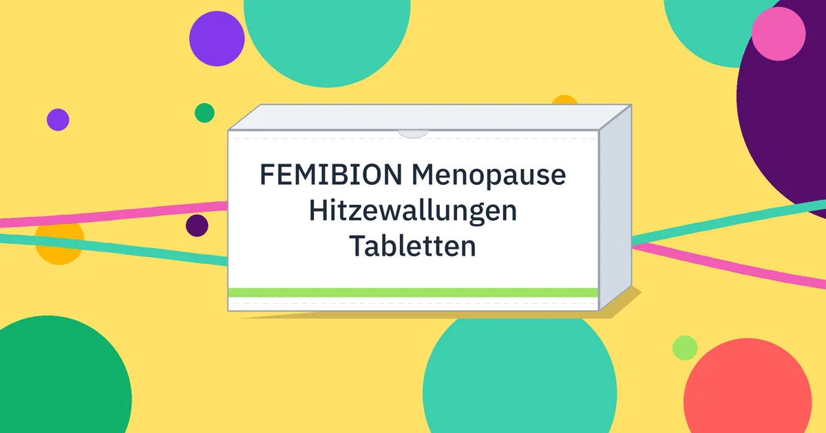 Symbolbild: Packung mit der Aufschrift FEMIBION Menopause Hitzewallungen Tabletten (PZN 19150446) – Verfügbarkeit und Bezug in Apotheken in Frankfurt am Main
