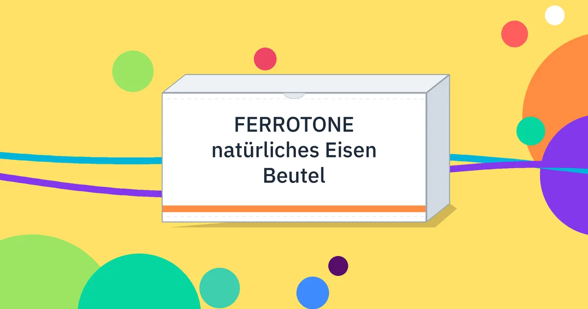 Symbolbild: Packung mit der Aufschrift FERROTONE natürliches Eisen Beutel (PZN 17888343) – Verfügbarkeit und Bezug in Apotheken in Frankfurt am Main