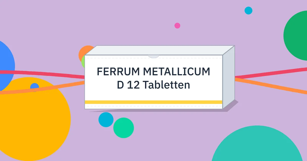 Symbolbild: Packung mit der Aufschrift FERRUM METALLICUM D 12 Tabletten (PZN 02117108) – Verfügbarkeit und Bezug in Apotheken in Frankfurt am Main