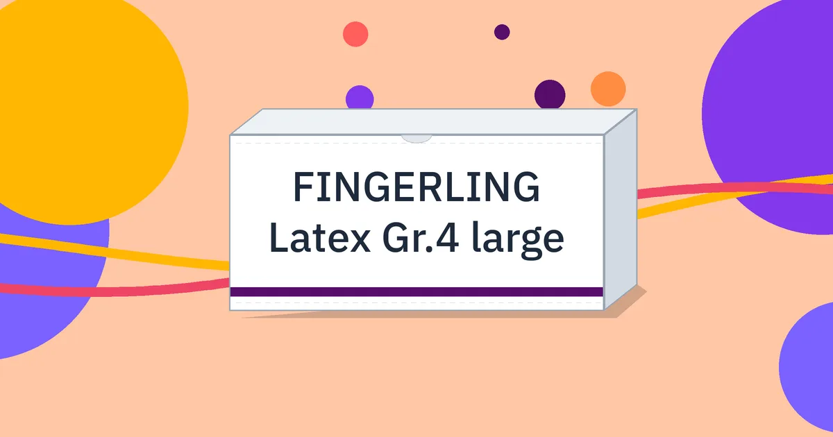 Symbolbild: Packung mit der Aufschrift FINGERLING Latex Gr.4 large (PZN 01288322) – Verfügbarkeit und Bezug in Apotheken in Frankfurt am Main