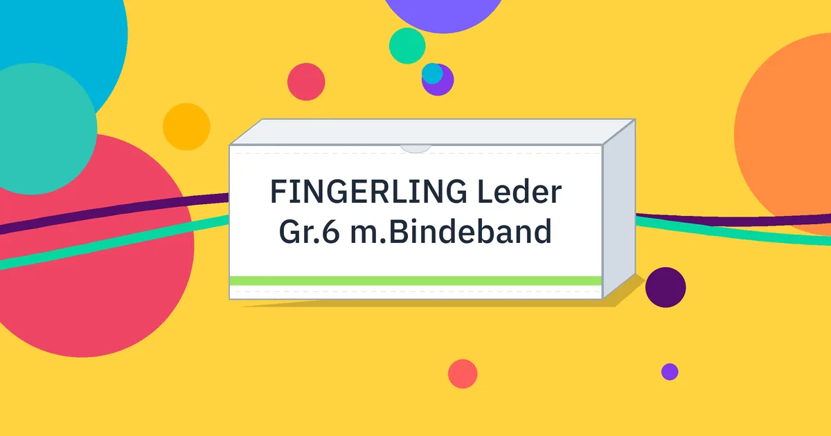 Symbolbild: Packung mit der Aufschrift FINGERLING Leder Gr.6 m.Bindeband (PZN 02689827) – Verfügbarkeit und Bezug in Apotheken in Frankfurt am Main