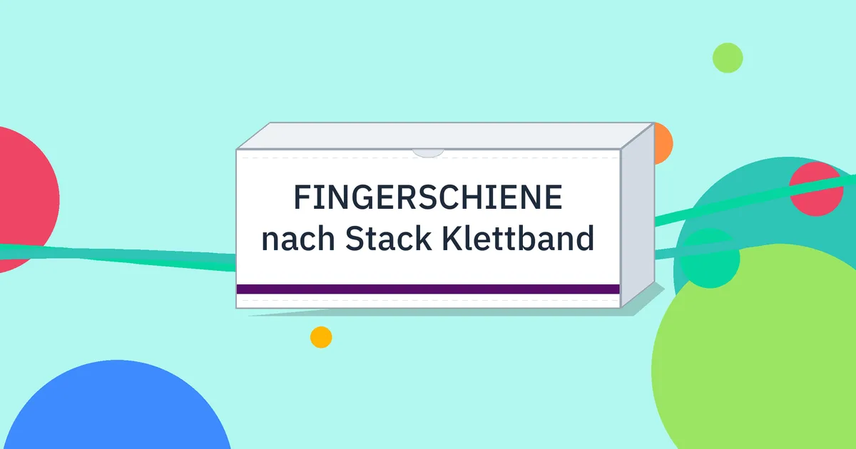 Symbolbild: Packung mit der Aufschrift FINGERSCHIENE nach Stack Klettband (PZN 02178647) – Verfügbarkeit und Bezug in Apotheken in Frankfurt am Main