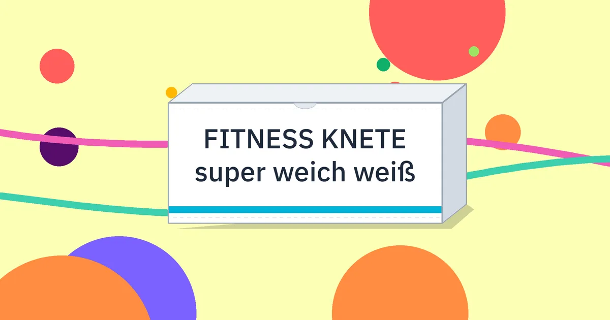 Symbolbild: Packung mit der Aufschrift FITNESS KNETE super weich weiß (PZN 16349532) – Verfügbarkeit und Bezug in Apotheken in Frankfurt am Main