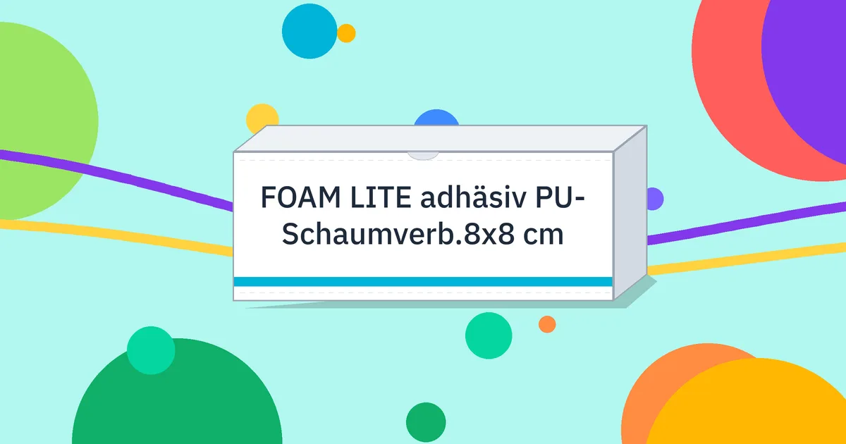 Symbolbild: Packung mit der Aufschrift FOAM LITE adhäsiv PU-Schaumverb.8x8 cm (PZN 12642270) – Verfügbarkeit und Bezug in Apotheken in Frankfurt am Main