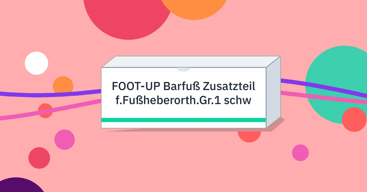 Symbolbild: Packung mit der Aufschrift FOOT-UP Barfuß Zusatzteil f.Fußheberorth.Gr.1 schw (PZN 19450881) – Verfügbarkeit und Bezug in Apotheken in Frankfurt am Main