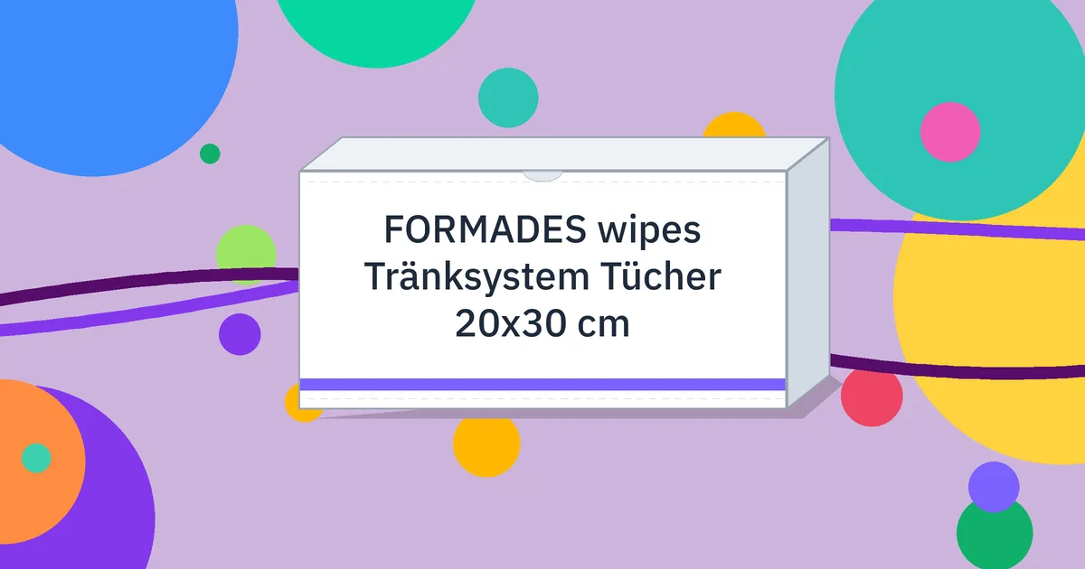 Symbolbild: Packung mit der Aufschrift FORMADES wipes Tränksystem Tücher 20x30 cm (PZN 16929028) – Verfügbarkeit und Bezug in Apotheken in Frankfurt am Main