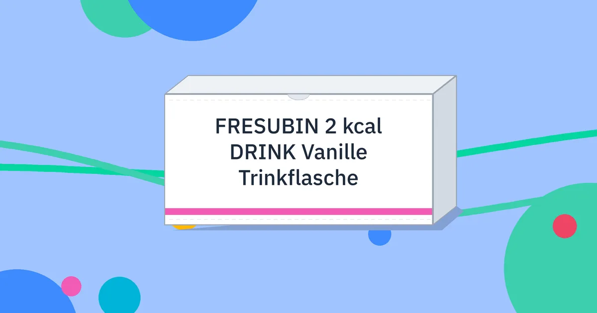 Symbolbild: Packung mit der Aufschrift FRESUBIN 2 kcal DRINK Vanille Trinkflasche (PZN 19843190) – Verfügbarkeit und Bezug in Apotheken in Frankfurt am Main