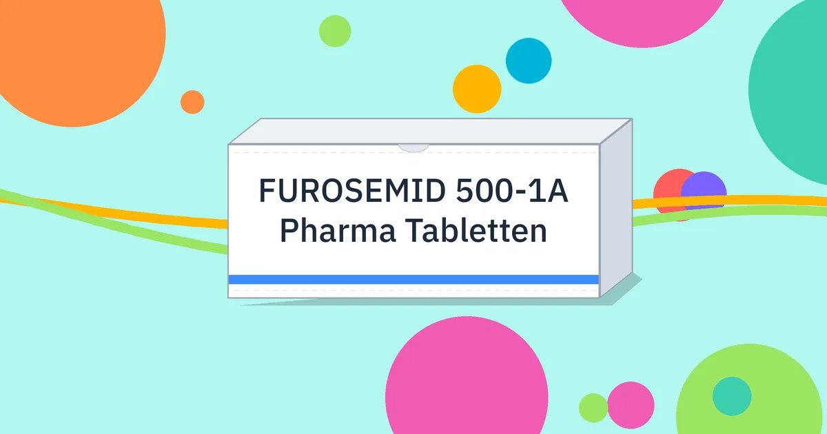 Symbolbild: Packung mit der Aufschrift FUROSEMID 500-1A Pharma Tabletten (PZN 03821022) – Verfügbarkeit und Bezug in Apotheken in Frankfurt am Main