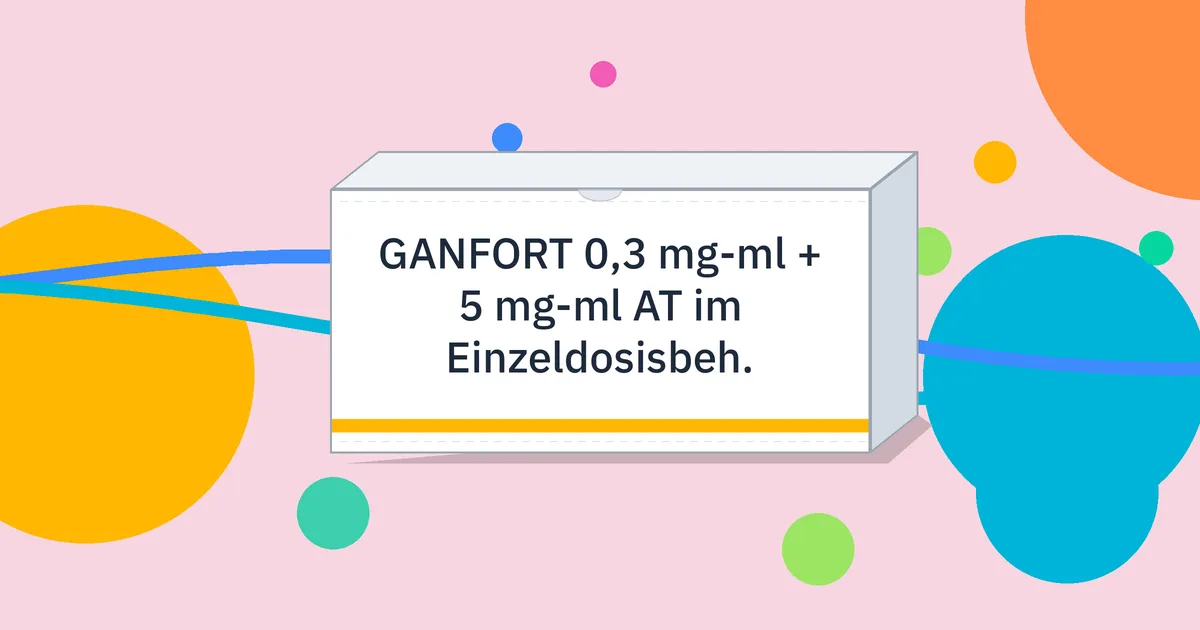 Symbolbild: Packung mit der Aufschrift GANFORT 0,3 mg-ml + 5 mg-ml AT im Einzeldosisbeh. (PZN 13352634) – Verfügbarkeit und Bezug in Apotheken in Frankfurt am Main