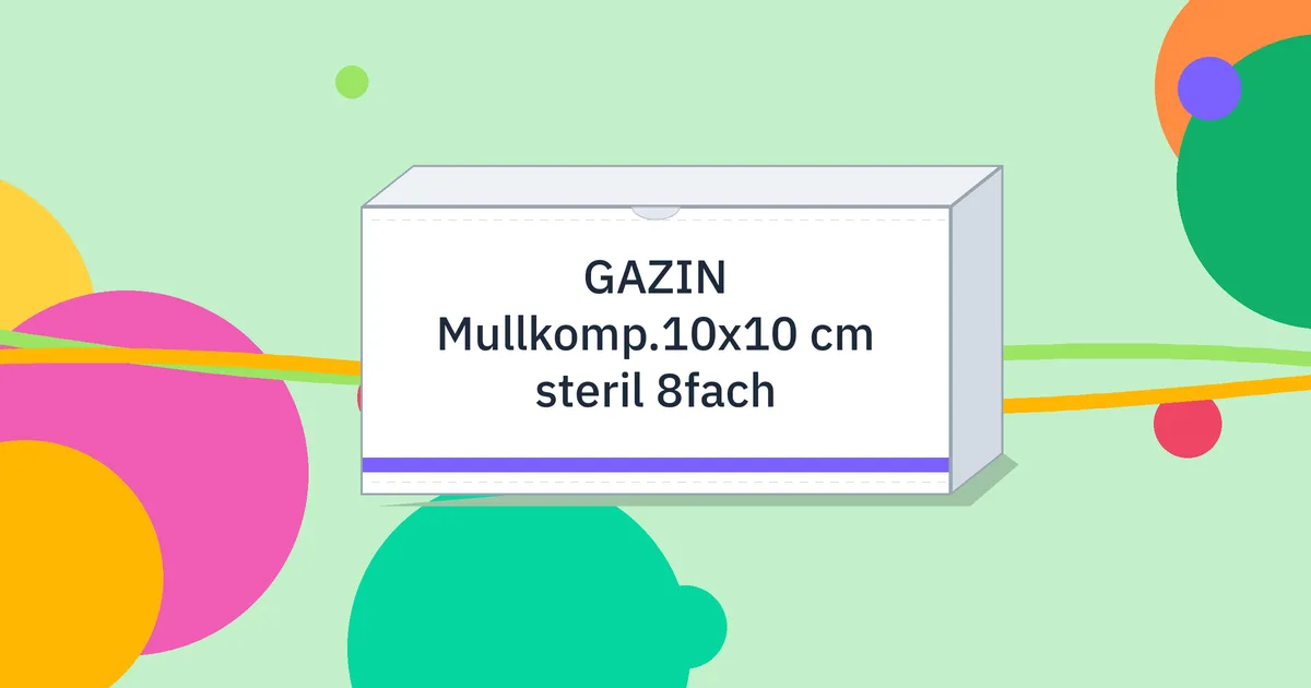 Symbolbild: Packung mit der Aufschrift GAZIN Mullkomp.10x10 cm steril 8fach (PZN 16007582) – Verfügbarkeit und Bezug in Apotheken in Frankfurt am Main