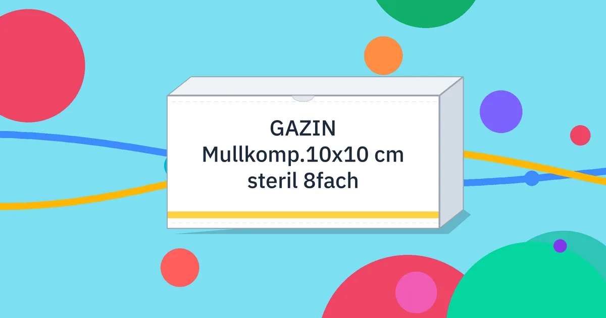 Symbolbild: Packung mit der Aufschrift GAZIN Mullkomp.10x10 cm steril 8fach (PZN 19688631) – Verfügbarkeit und Bezug in Apotheken in Frankfurt am Main