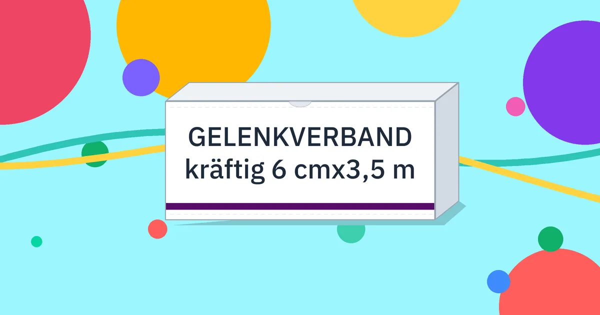 Symbolbild: Packung mit der Aufschrift GELENKVERBAND kräftig 6 cmx3,5 m (PZN 01721517) – Verfügbarkeit und Bezug in Apotheken in Frankfurt am Main
