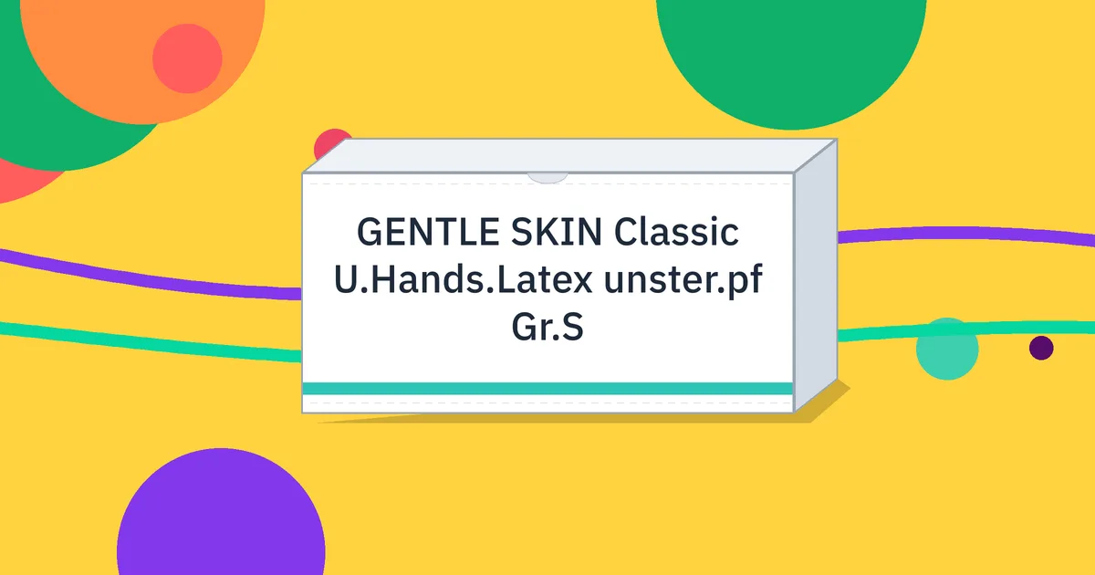 Symbolbild: Packung mit der Aufschrift GENTLE SKIN Classic U.Hands.Latex unster.pf Gr.S (PZN 02243706) – Verfügbarkeit und Bezug in Apotheken in Frankfurt am Main