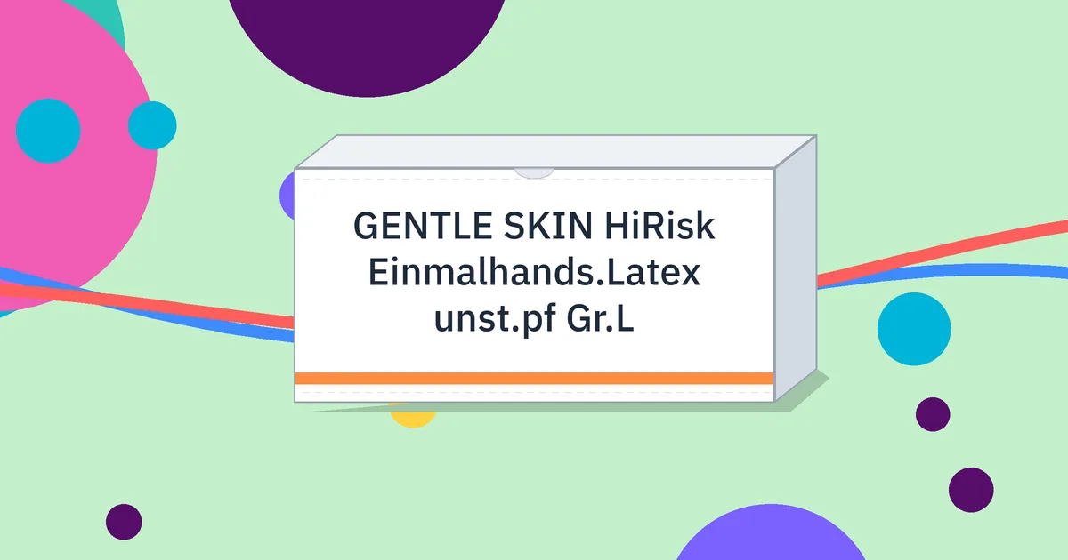 Symbolbild: Packung mit der Aufschrift GENTLE SKIN HiRisk Einmalhands.Latex unst.pf Gr.L (PZN 11362947) – Verfügbarkeit und Bezug in Apotheken in Frankfurt am Main