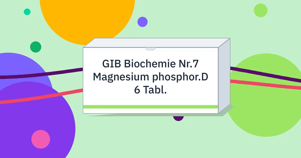 Symbolbild: Packung mit der Aufschrift GIB Biochemie Nr.7 Magnesium phosphor.D 6 Tabl. (PZN 08481453) – Verfügbarkeit und Bezug in Apotheken in Frankfurt am Main