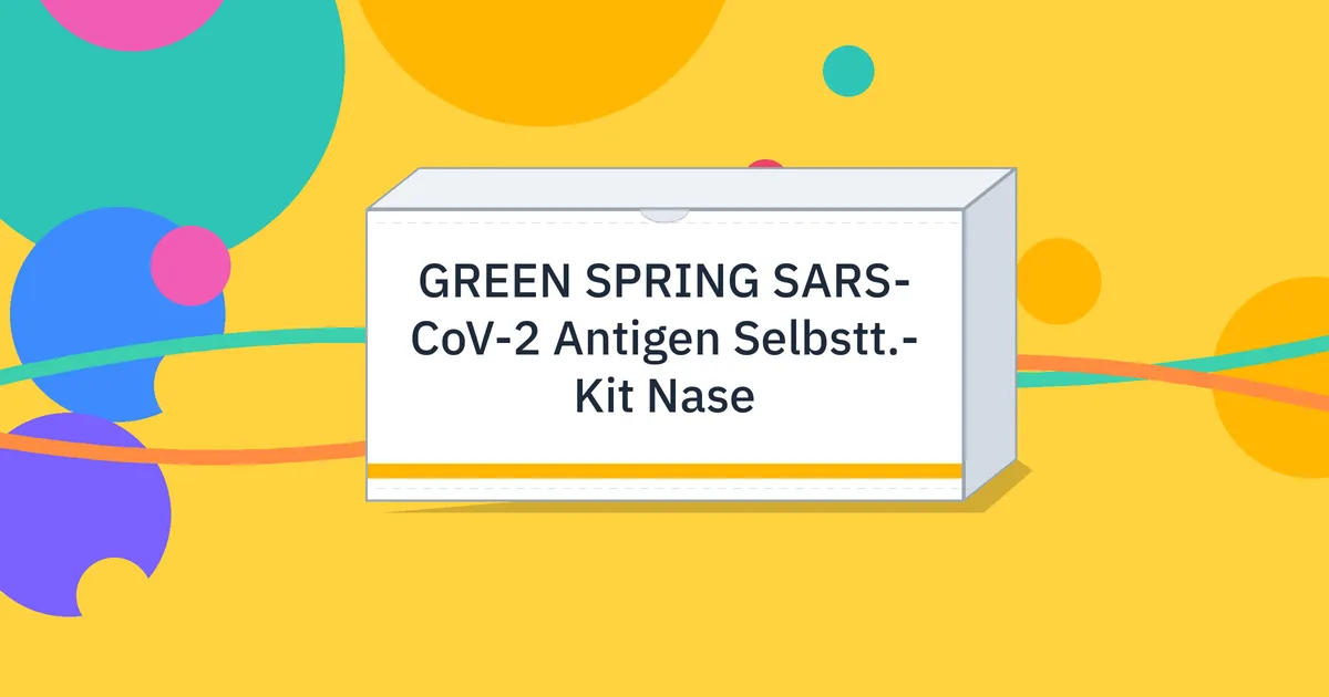 Symbolbild: Packung mit der Aufschrift GREEN SPRING SARS-CoV-2 Antigen Selbstt.-Kit Nase (PZN 18220512) – Verfügbarkeit und Bezug in Apotheken in Frankfurt am Main