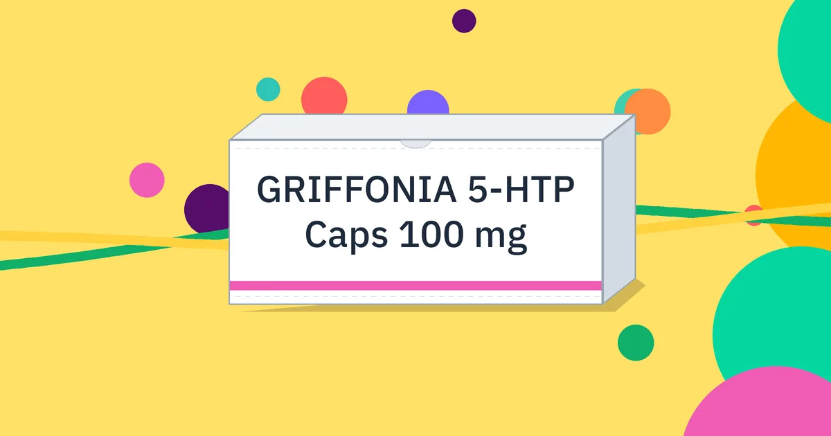 Symbolbild: Packung mit der Aufschrift GRIFFONIA 5-HTP Caps 100 mg (PZN 07421101) – Verfügbarkeit und Bezug in Apotheken in Frankfurt am Main