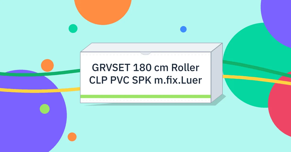 Symbolbild: Packung mit der Aufschrift GRVSET 180 cm Roller CLP PVC SPK m.fix.Luer (PZN 17897431) – Verfügbarkeit und Bezug in Apotheken in Frankfurt am Main