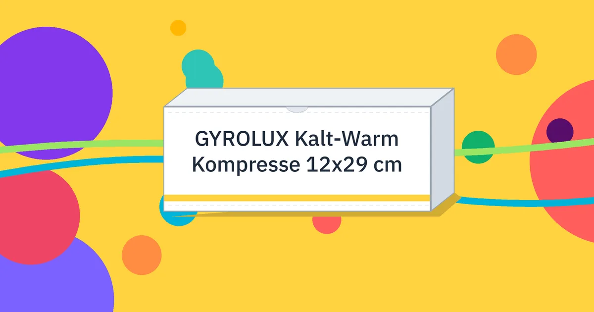 Symbolbild: Packung mit der Aufschrift GYROLUX Kalt-Warm Kompresse 12x29 cm (PZN 06899740) – Verfügbarkeit und Bezug in Apotheken in Frankfurt am Main