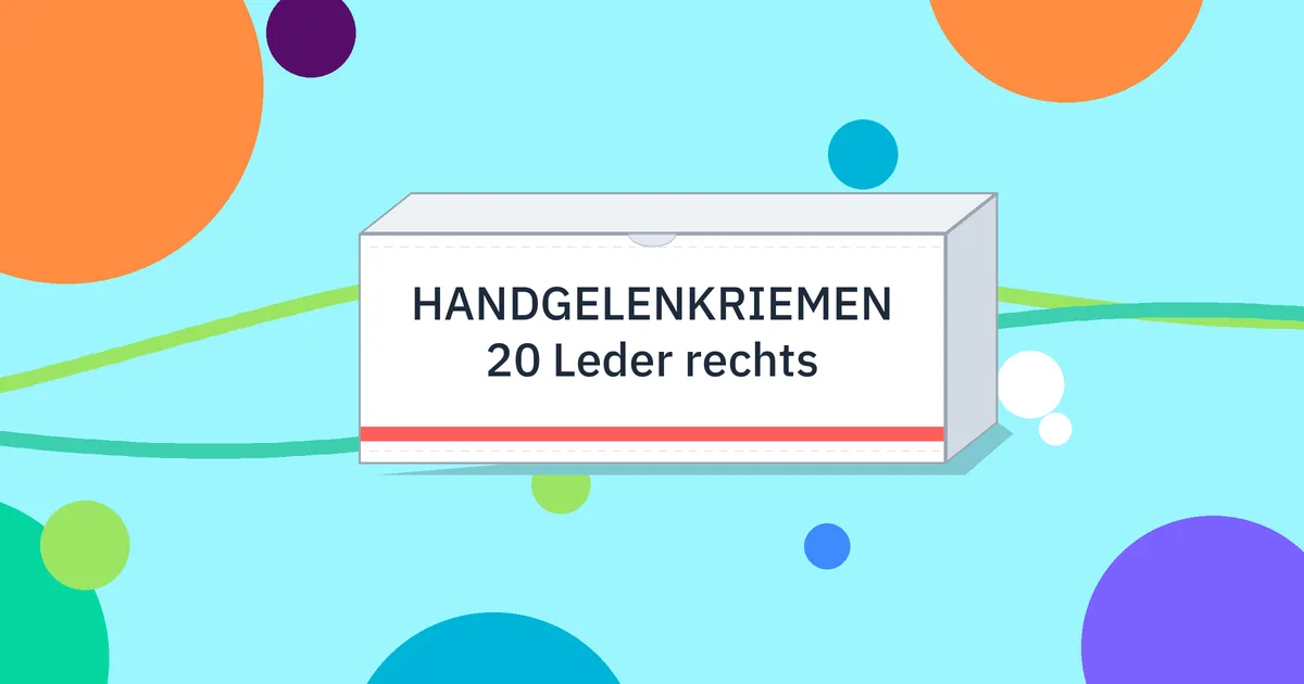 Symbolbild: Packung mit der Aufschrift HANDGELENKRIEMEN 20 Leder rechts (PZN 01727661) – Verfügbarkeit und Bezug in Apotheken in Frankfurt am Main