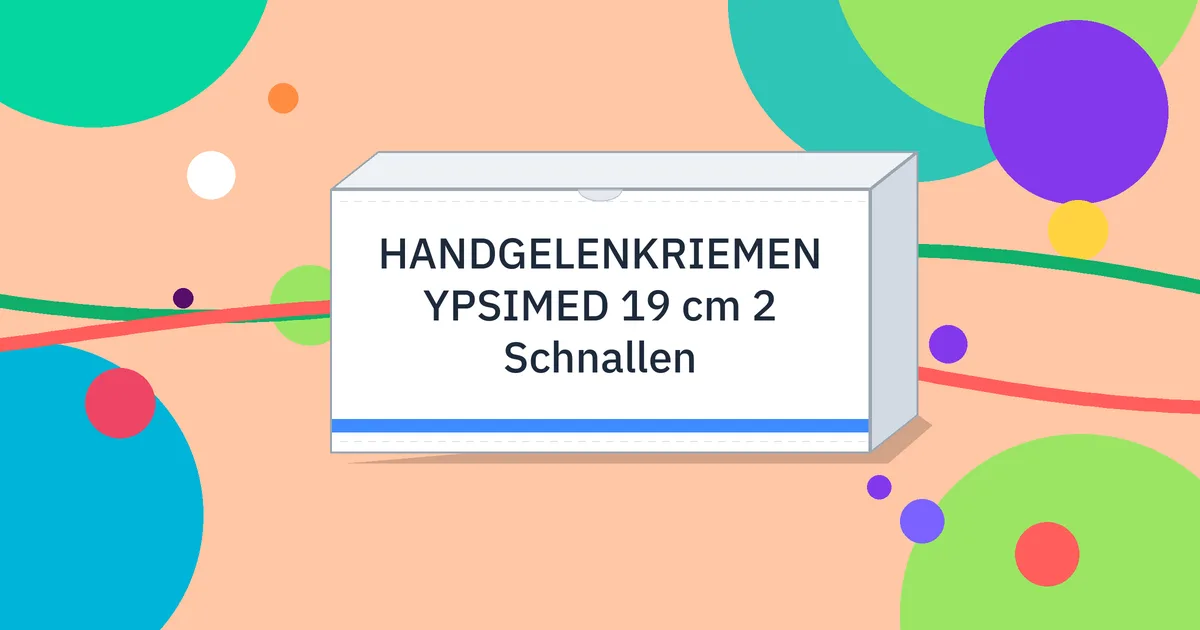 Symbolbild: Packung mit der Aufschrift HANDGELENKRIEMEN YPSIMED 19 cm 2 Schnallen (PZN 04990465) – Verfügbarkeit und Bezug in Apotheken in Frankfurt am Main