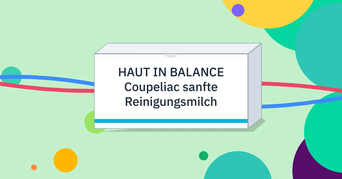Symbolbild: Packung mit der Aufschrift HAUT IN BALANCE Coupeliac sanfte Reinigungsmilch (PZN 07221514) – Verfügbarkeit und Bezug in Apotheken in Frankfurt am Main