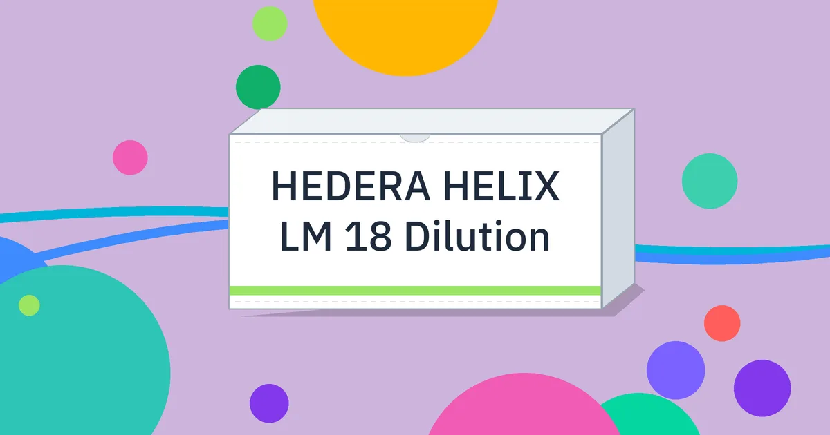 Symbolbild: Packung mit der Aufschrift HEDERA HELIX LM 18 Dilution (PZN 12885417) – Verfügbarkeit und Bezug in Apotheken in Frankfurt am Main