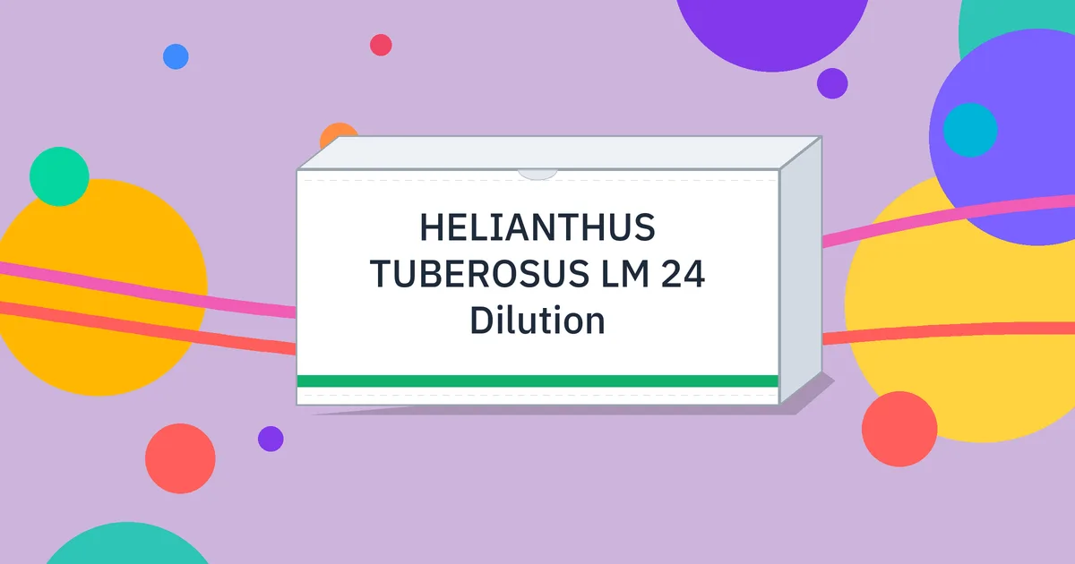 Symbolbild: Packung mit der Aufschrift HELIANTHUS TUBEROSUS LM 24 Dilution (PZN 13551776) – Verfügbarkeit und Bezug in Apotheken in Frankfurt am Main