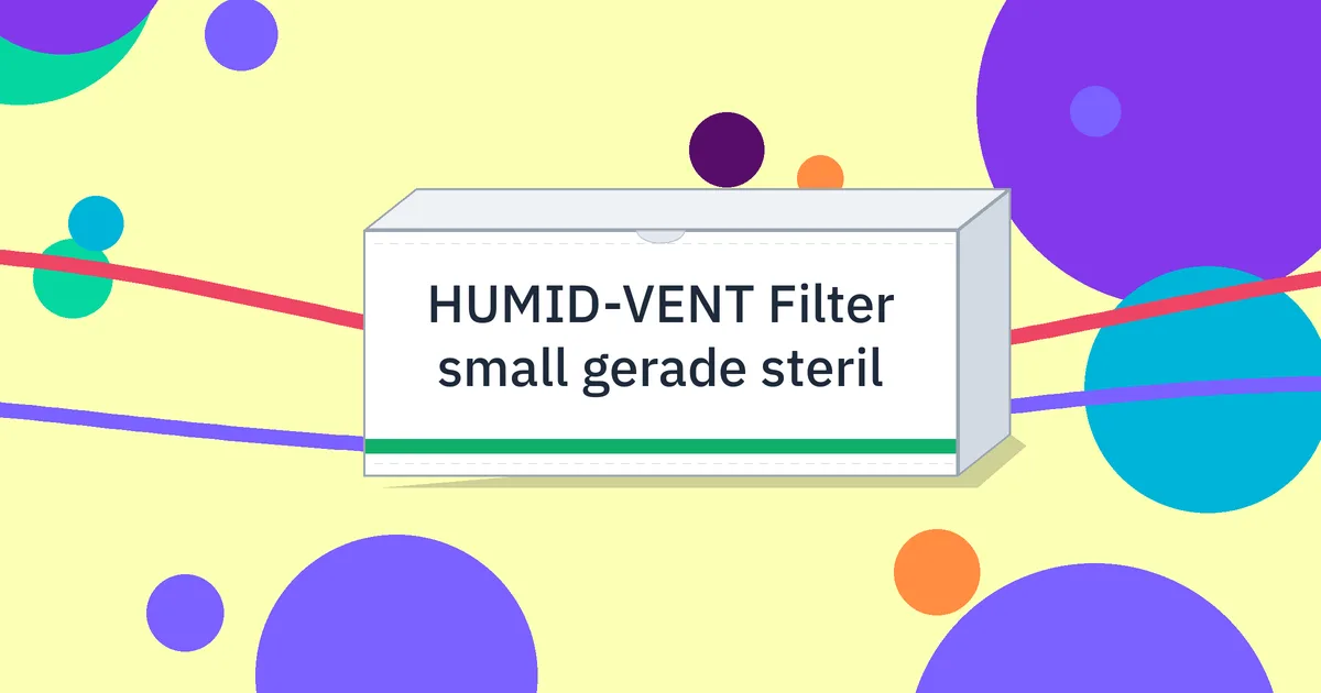 Symbolbild: Packung mit der Aufschrift HUMID-VENT Filter small gerade steril (PZN 05033524) – Verfügbarkeit und Bezug in Apotheken in Frankfurt am Main