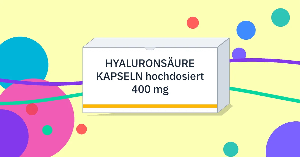 Symbolbild: Packung mit der Aufschrift HYALURONSÄURE KAPSELN hochdosiert 400 mg (PZN 16839348) – Verfügbarkeit und Bezug in Apotheken in Frankfurt am Main