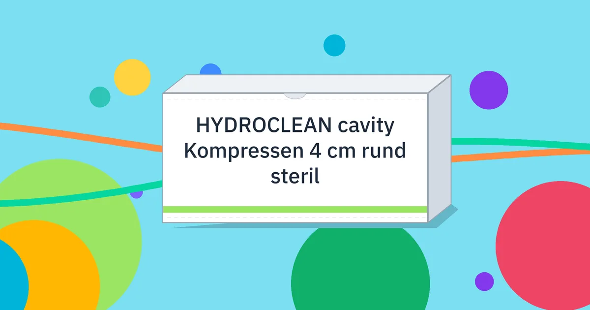 Symbolbild: Packung mit der Aufschrift HYDROCLEAN cavity Kompressen 4 cm rund steril (PZN 17451988) – Verfügbarkeit und Bezug in Apotheken in Frankfurt am Main
