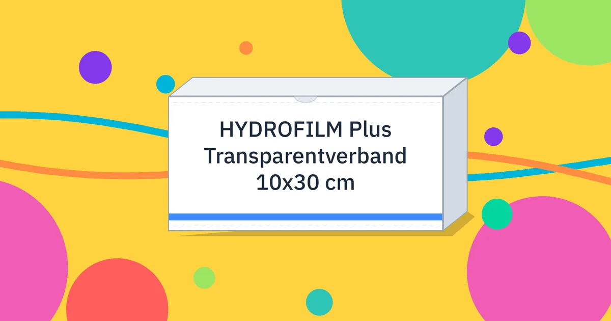 Symbolbild: Packung mit der Aufschrift HYDROFILM Plus Transparentverband 10x30 cm (PZN 00603460) – Verfügbarkeit und Bezug in Apotheken in Frankfurt am Main