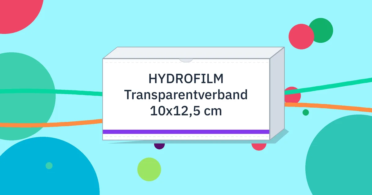 Symbolbild: Packung mit der Aufschrift HYDROFILM Transparentverband 10x12,5 cm (PZN 00714107) – Verfügbarkeit und Bezug in Apotheken in Frankfurt am Main