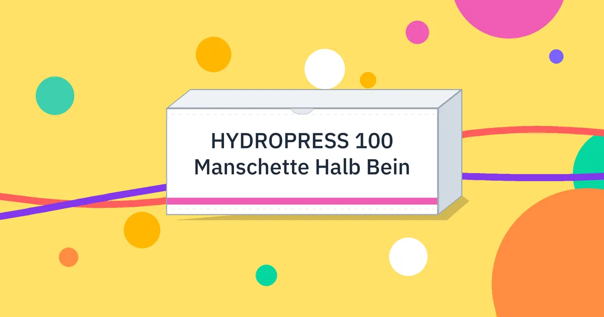 Symbolbild: Packung mit der Aufschrift HYDROPRESS 100 Manschette Halb Bein (PZN 06617807) – Verfügbarkeit und Bezug in Apotheken in Frankfurt am Main