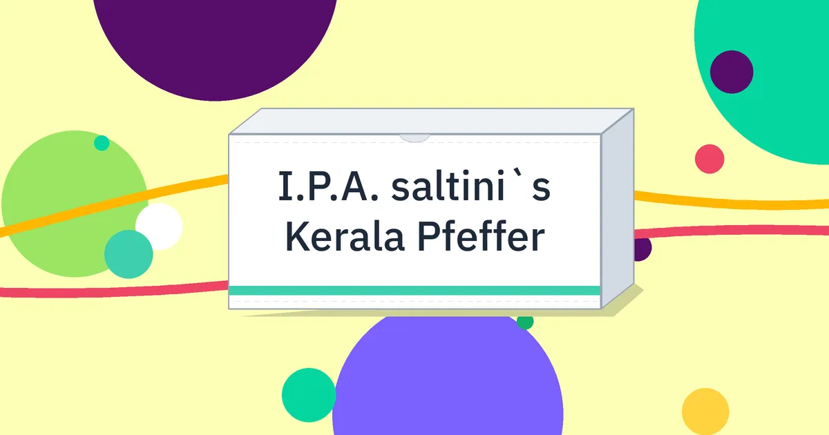 Symbolbild: Packung mit der Aufschrift I.P.A. saltini`s Kerala Pfeffer (PZN 16160875) – Verfügbarkeit und Bezug in Apotheken in Frankfurt am Main