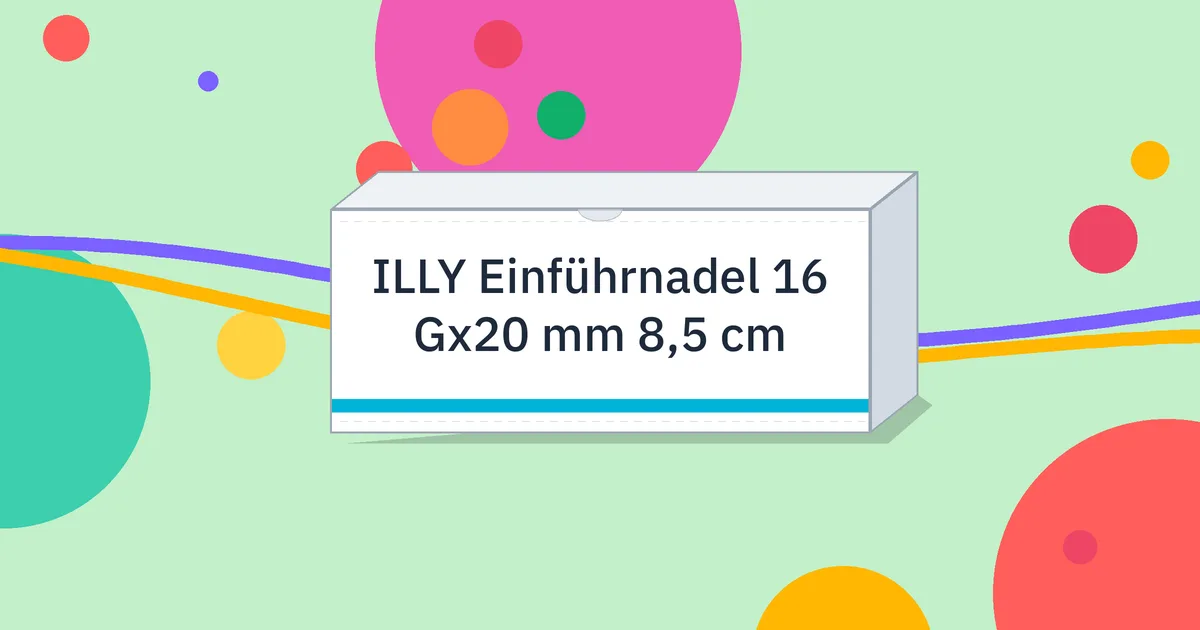 Symbolbild: Packung mit der Aufschrift ILLY Einführnadel 16 Gx20 mm 8,5 cm (PZN 16921222) – Verfügbarkeit und Bezug in Apotheken in Frankfurt am Main