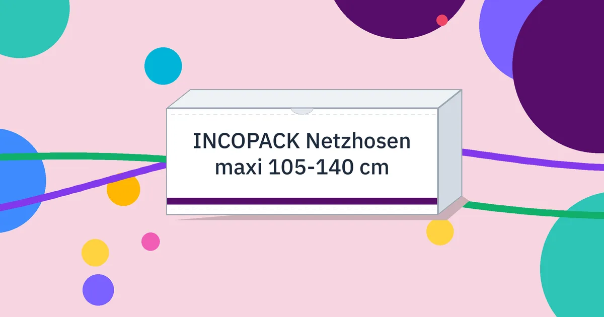 Symbolbild: Packung mit der Aufschrift INCOPACK Netzhosen maxi 105-140 cm (PZN 09922994) – Verfügbarkeit und Bezug in Apotheken in Frankfurt am Main