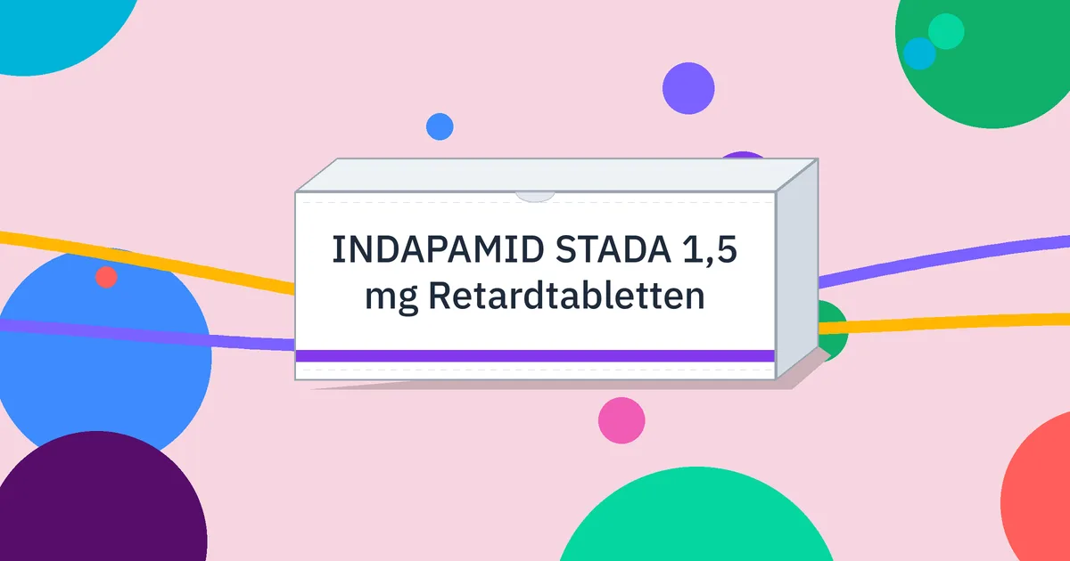 Symbolbild: Packung mit der Aufschrift INDAPAMID STADA 1,5 mg Retardtabletten (PZN 18214687) – Verfügbarkeit und Bezug in Apotheken in Frankfurt am Main
