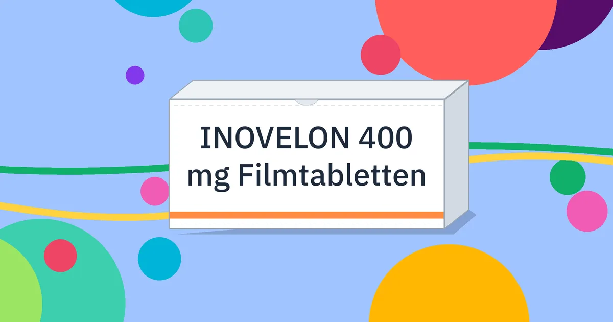 Symbolbild: Packung mit der Aufschrift INOVELON 400 mg Filmtabletten (PZN 18819918) – Verfügbarkeit und Bezug in Apotheken in Frankfurt am Main