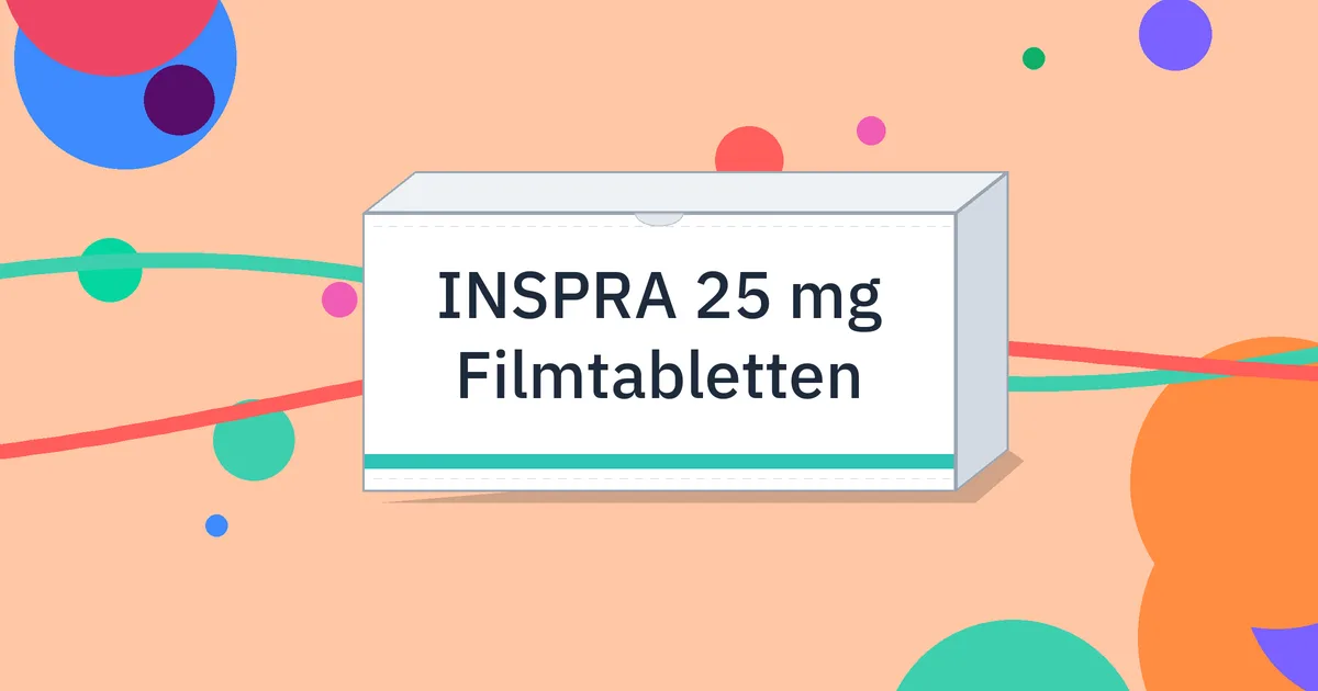 Symbolbild: Packung mit der Aufschrift INSPRA 25 mg Filmtabletten (PZN 16812303) – Verfügbarkeit und Bezug in Apotheken in Frankfurt am Main