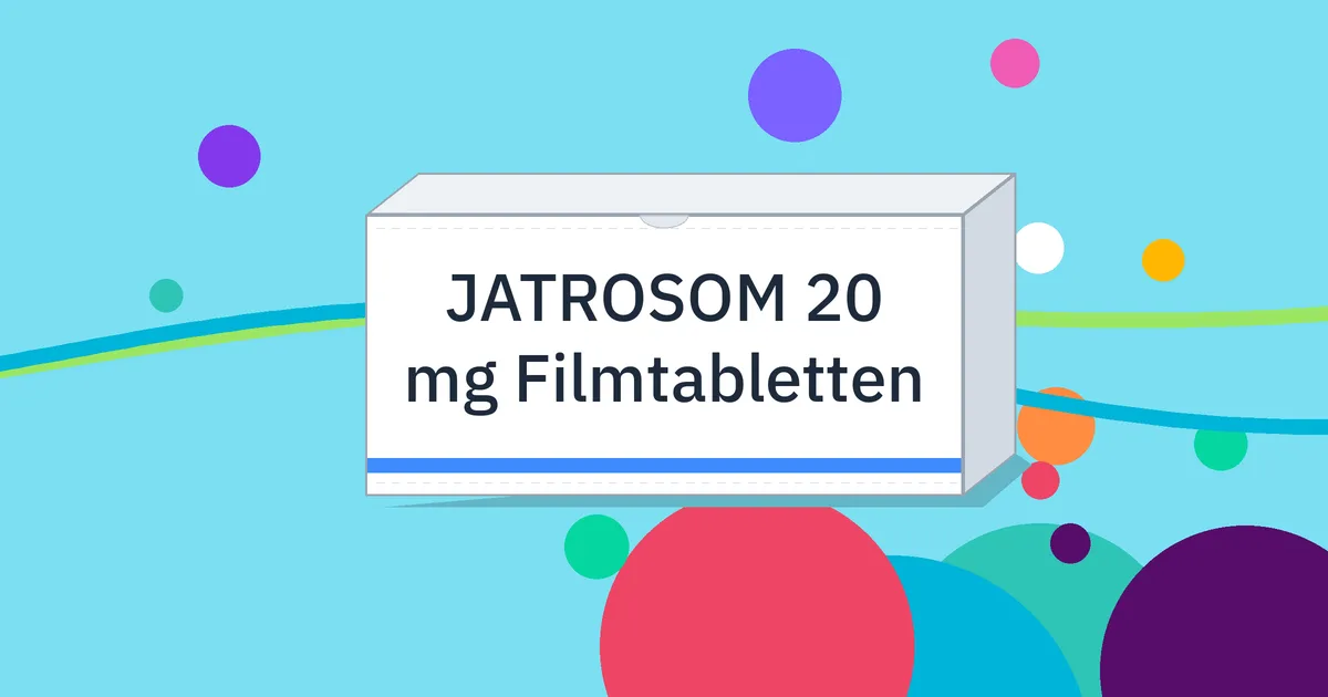 Symbolbild: Packung mit der Aufschrift JATROSOM 20 mg Filmtabletten (PZN 00911693) – Verfügbarkeit und Bezug in Apotheken in Frankfurt am Main