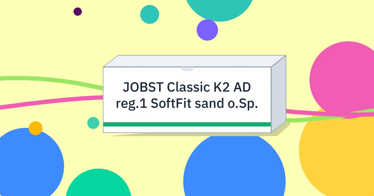 Symbolbild: Packung mit der Aufschrift JOBST Classic K2 AD reg.1 SoftFit sand o.Sp. (PZN 14221839) – Verfügbarkeit und Bezug in Apotheken in Frankfurt am Main
