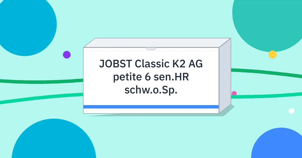 Symbolbild: Packung mit der Aufschrift JOBST Classic K2 AG petite 6 sen.HR schw.o.Sp. (PZN 17961287) – Verfügbarkeit und Bezug in Apotheken in Frankfurt am Main