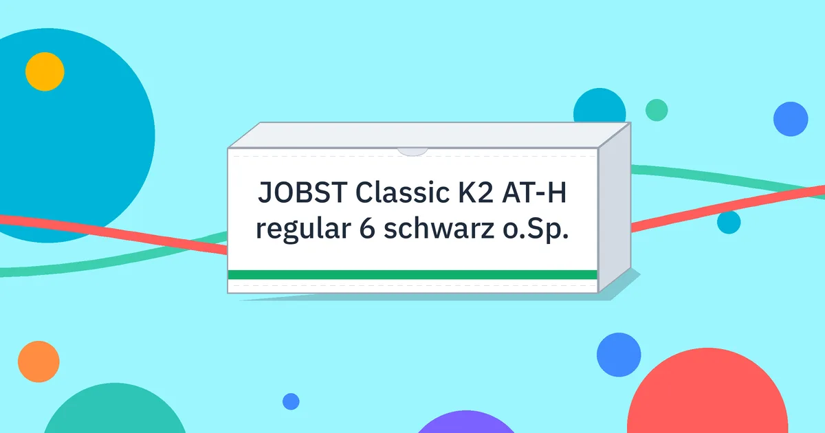 Symbolbild: Packung mit der Aufschrift JOBST Classic K2 AT-H regular 6 schwarz o.Sp. (PZN 13068991) – Verfügbarkeit und Bezug in Apotheken in Frankfurt am Main
