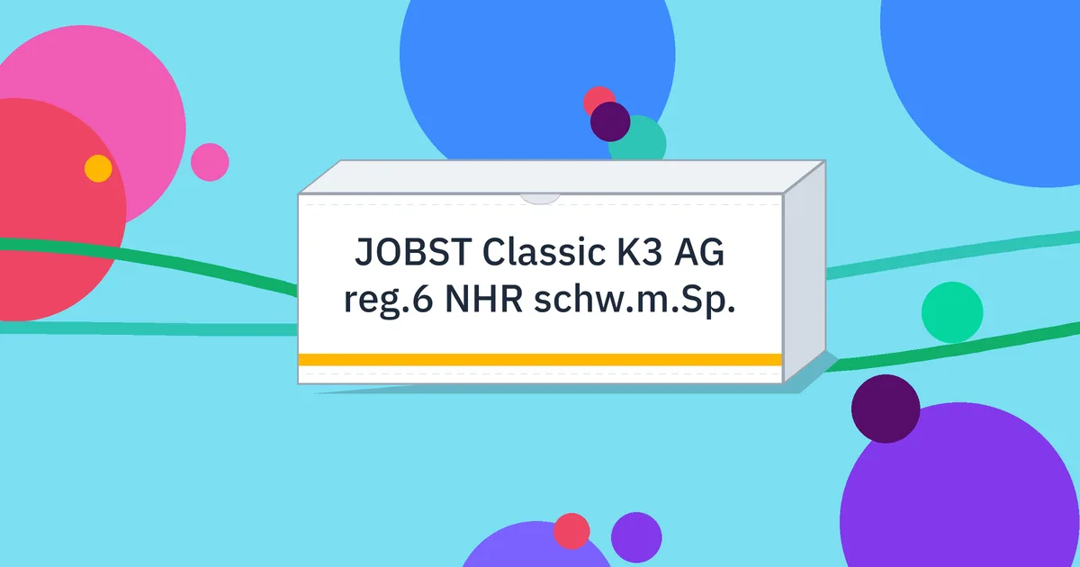 Symbolbild: Packung mit der Aufschrift JOBST Classic K3 AG reg.6 NHR schw.m.Sp. (PZN 13073437) – Verfügbarkeit und Bezug in Apotheken in Frankfurt am Main