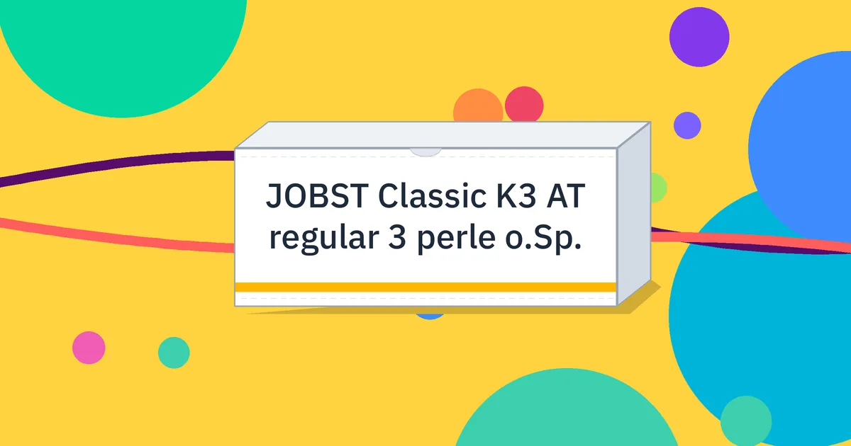Symbolbild: Packung mit der Aufschrift JOBST Classic K3 AT regular 3 perle o.Sp. (PZN 13078216) – Verfügbarkeit und Bezug in Apotheken in Frankfurt am Main