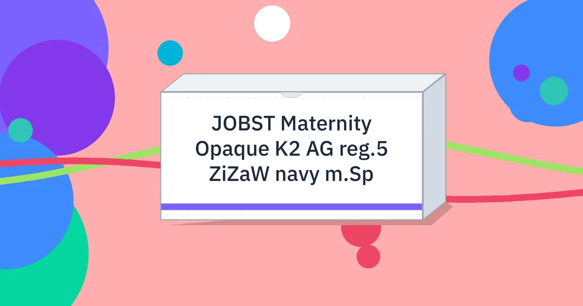 Symbolbild: Packung mit der Aufschrift JOBST Maternity Opaque K2 AG reg.5 ZiZaW navy m.Sp (PZN 15860702) – Verfügbarkeit und Bezug in Apotheken in Frankfurt am Main