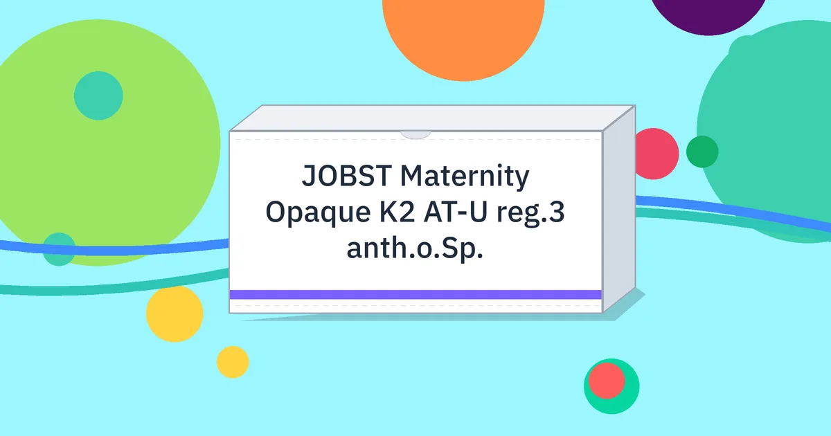 Symbolbild: Packung mit der Aufschrift JOBST Maternity Opaque K2 AT-U reg.3 anth.o.Sp. (PZN 15856497) – Verfügbarkeit und Bezug in Apotheken in Frankfurt am Main