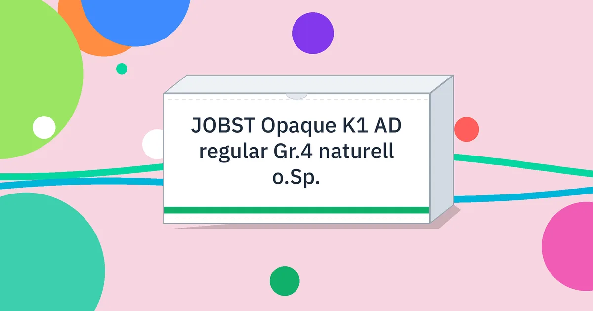 Symbolbild: Packung mit der Aufschrift JOBST Opaque K1 AD regular Gr.4 naturell o.Sp. (PZN 13082790) – Verfügbarkeit und Bezug in Apotheken in Frankfurt am Main